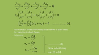 Compatibility equation and Airy's stress function of theory of elasticity | PPTX