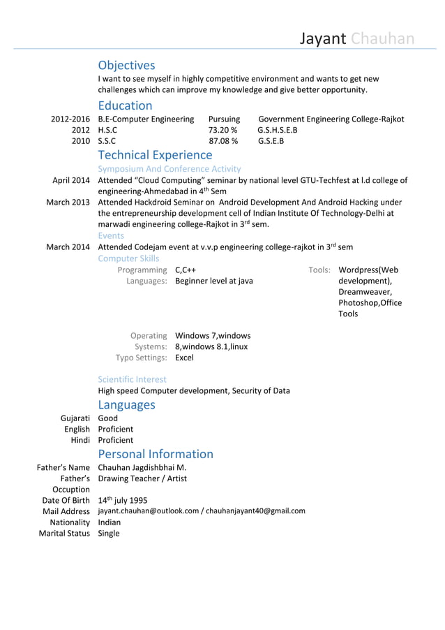 Jayant chauhancv | PDF