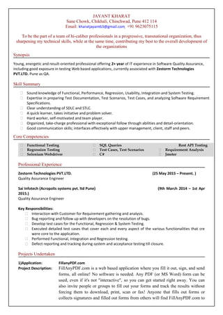 Jayant resume | DOC
