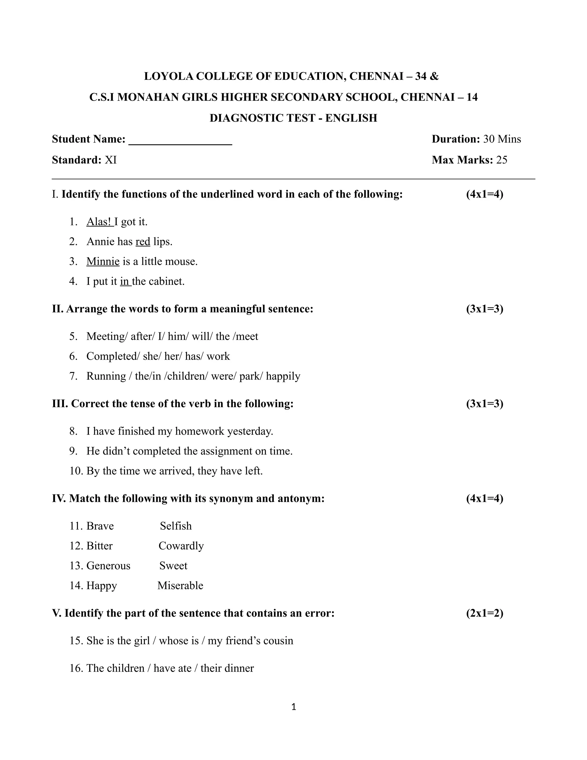 Diagnostic test Level 2 standard 11.docx