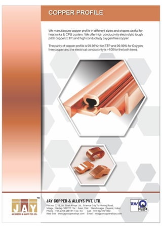 Jay Copper & Alloys Private Limited, Ahmedabad, Copper Tubes | PDF