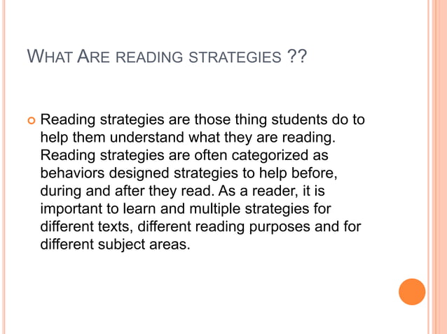Power point presentation of reading strategies | PPT