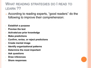 Power point presentation of reading strategies | PPTX