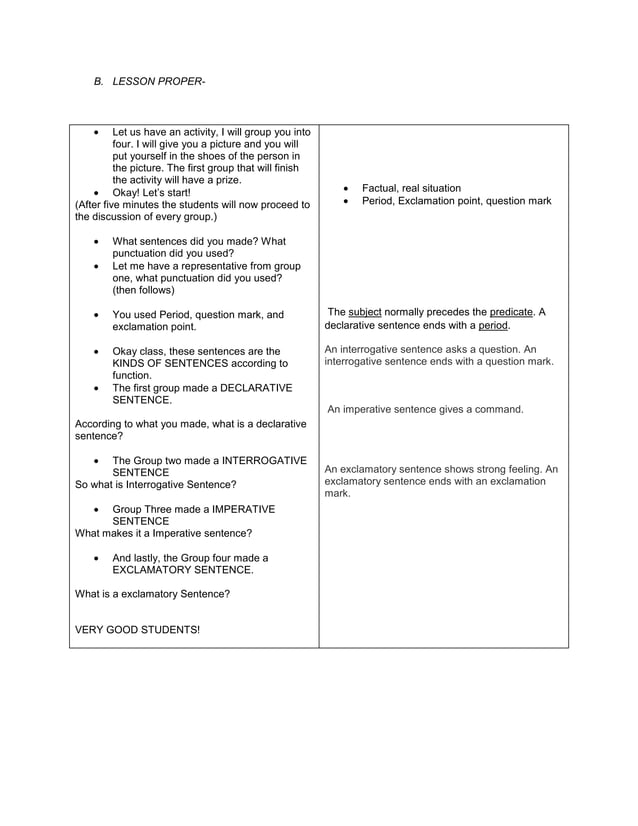 Kinds of sentences according to function-LP | DOCX | Education