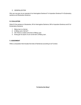 Kinds of sentences according to function-LP | DOCX