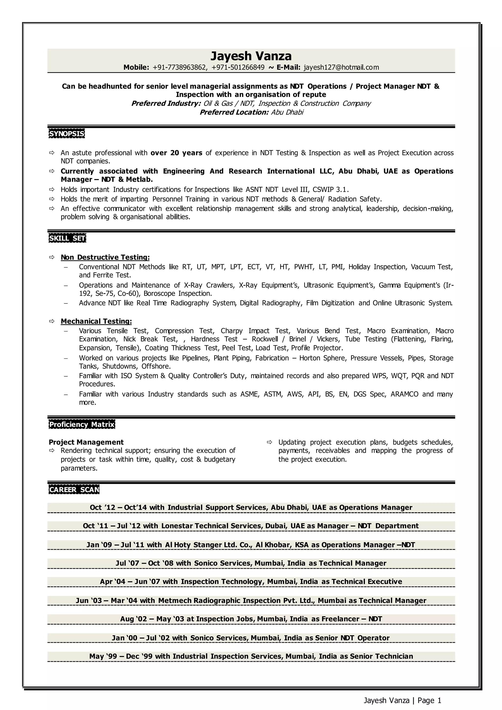 Resume - Jayesh Vanza | DOCX