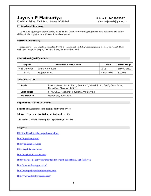 Jayesh Maisuriya Resume | PDF