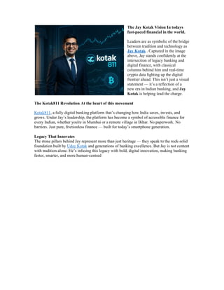 The Jay Kotak Vision In today fast-paced financial in the world. | PDF