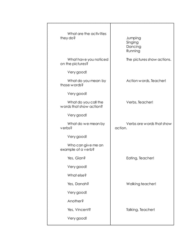 Detailed Lesson Plan in English 2 - (VERBS) | DOCX | Sports