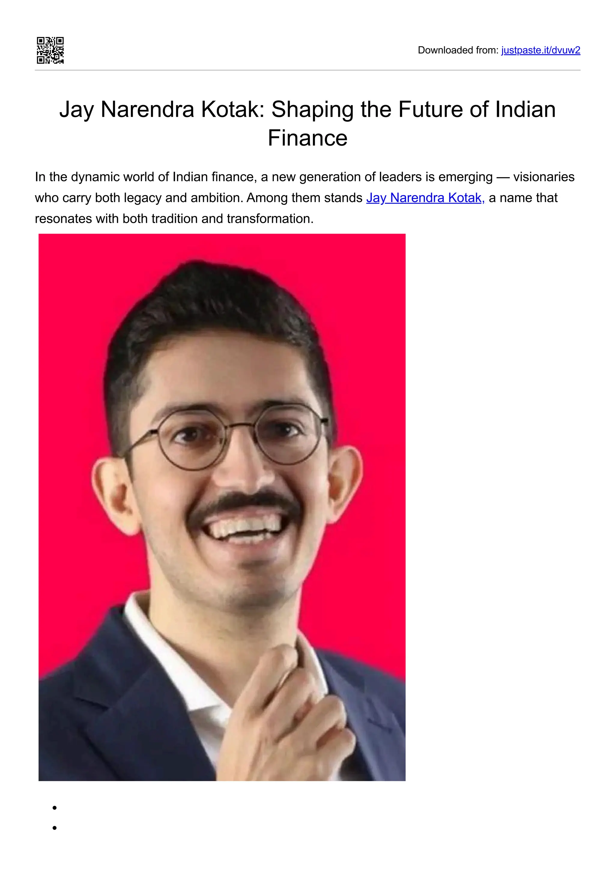 jay narendra kotak- future of indian finance | PDF