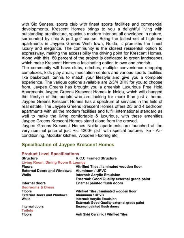 Jaypee greens 9540009070 | PDF