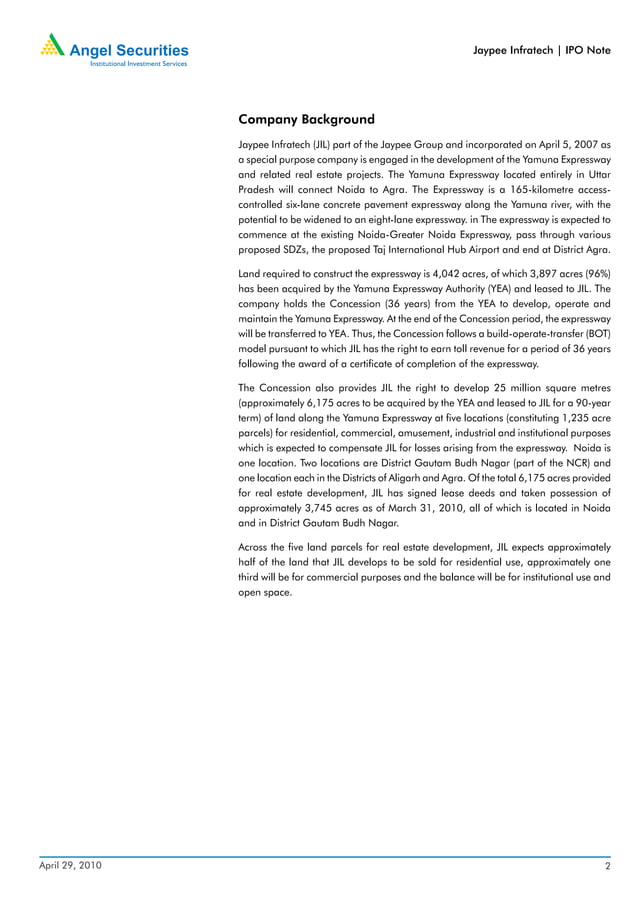 Jaypee infratech ipo-290410 | PDF