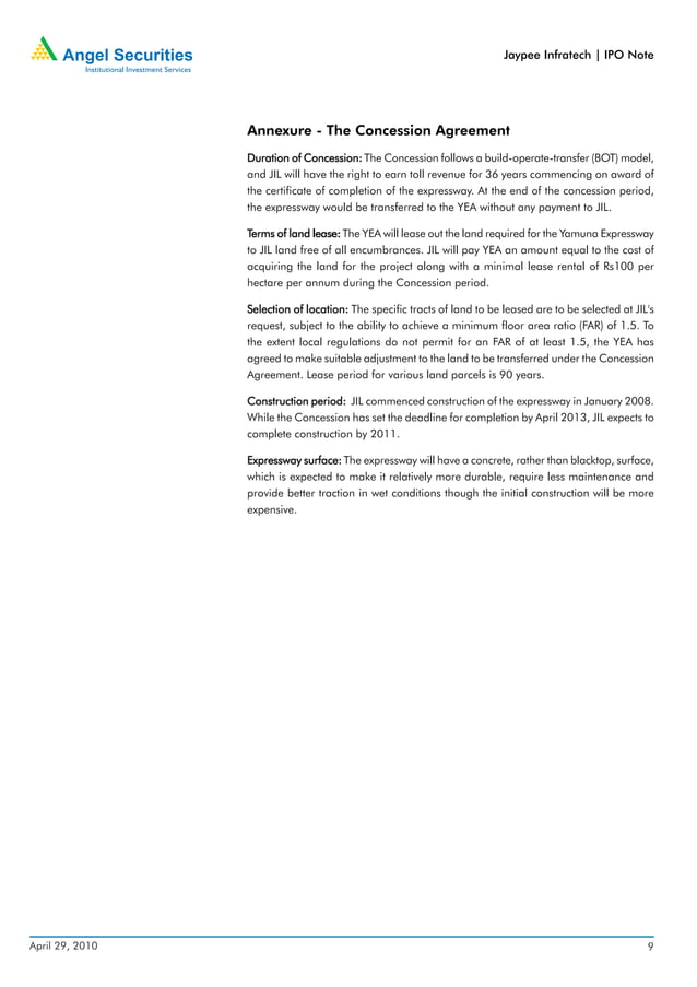 Jaypee infratech ipo-290410 | PDF