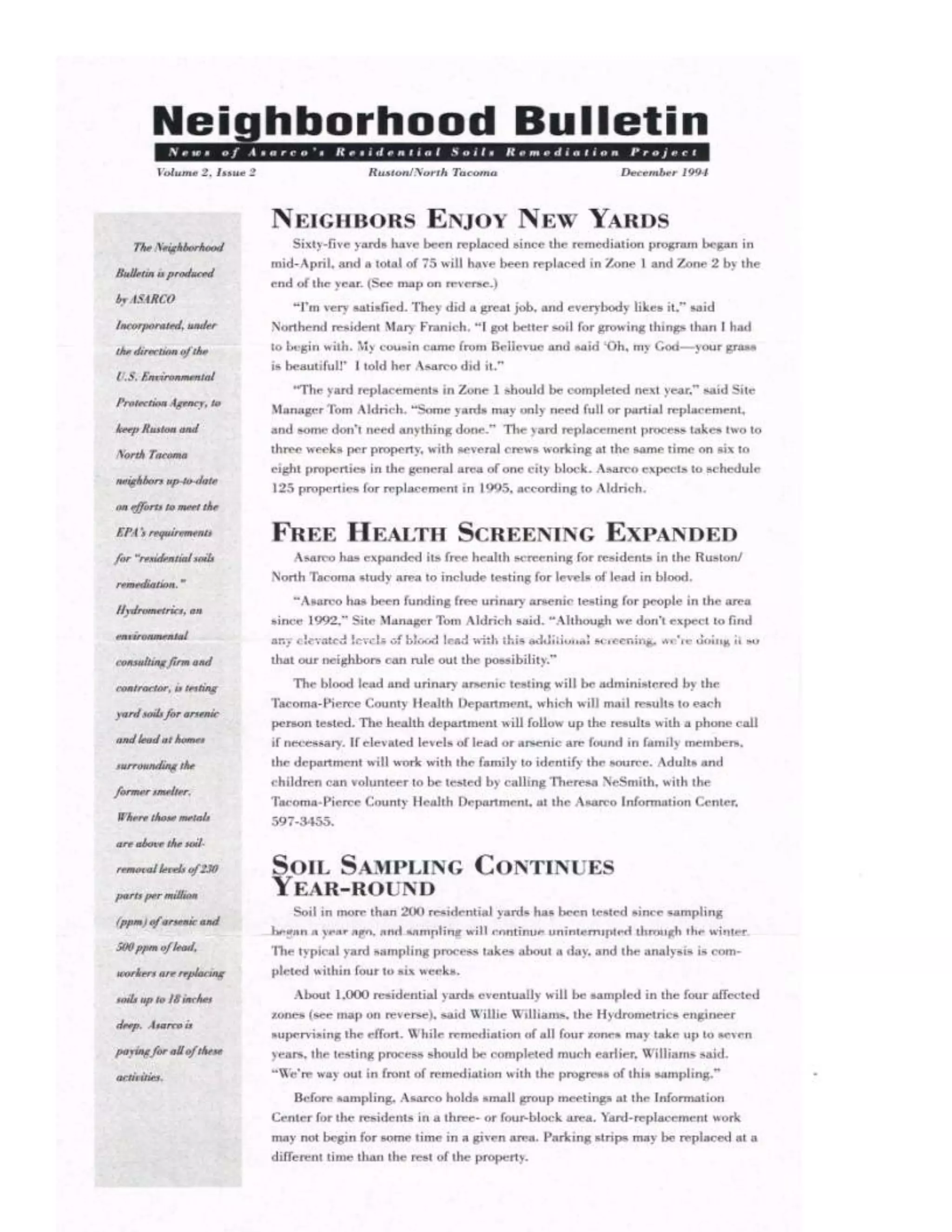 (JayRay) ASARCO neighborhood bulletin 1: Neighbors Enjoy New Yards | DOCX | Landscaping | Home ...