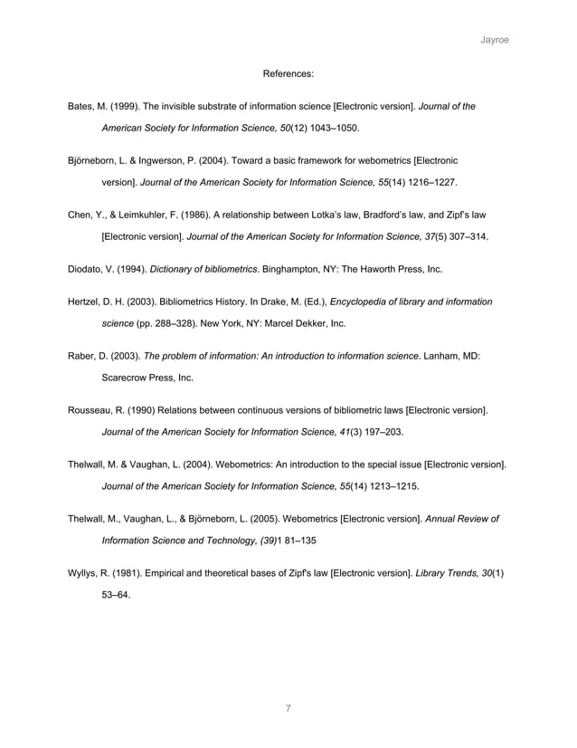 Jayroe Bibliometrics for Dummies 2008 | PDF
