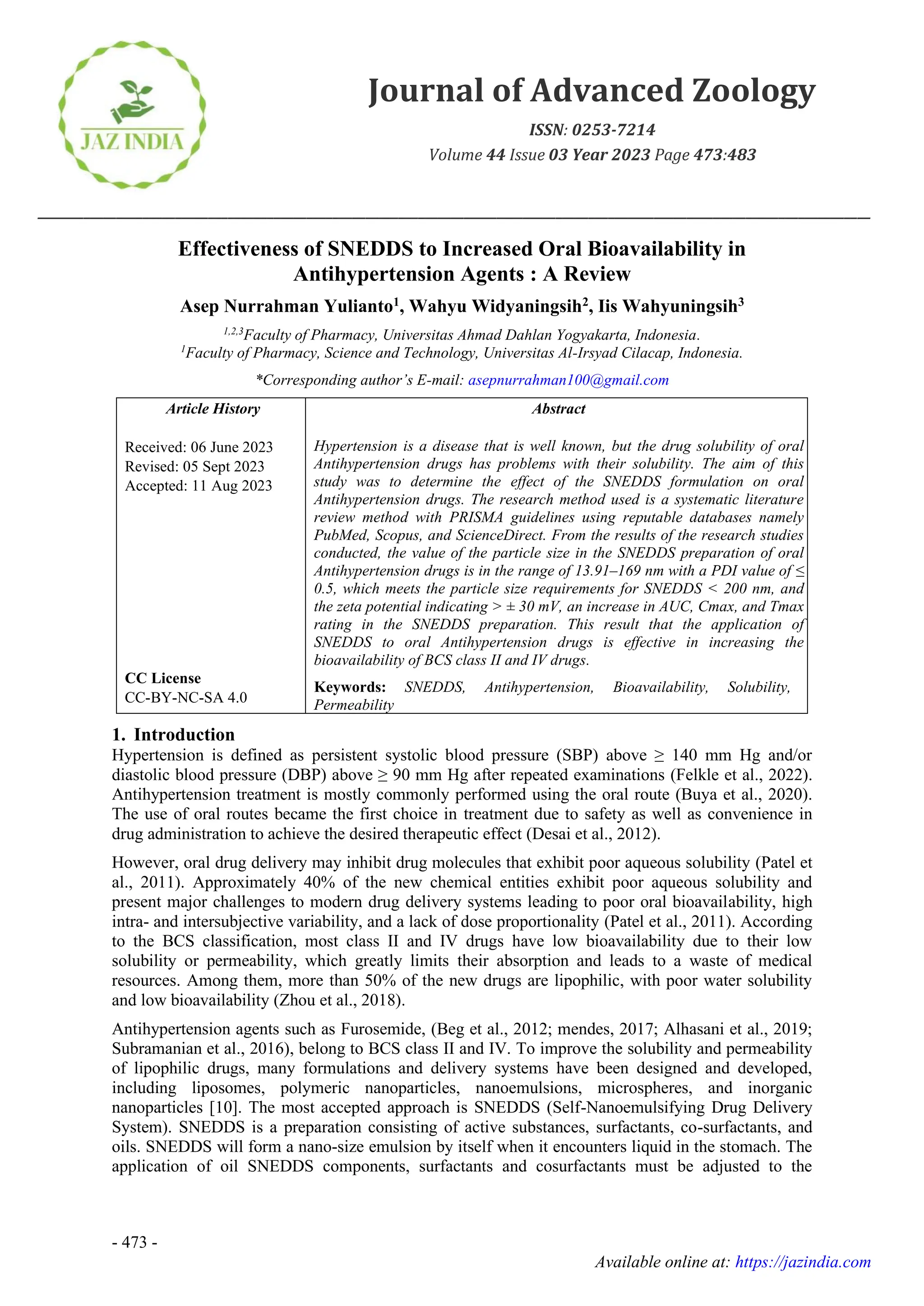 JAZ+(473-483)+Review+article+Effectiveness+of+SNEDDS+to+increased+oral ...