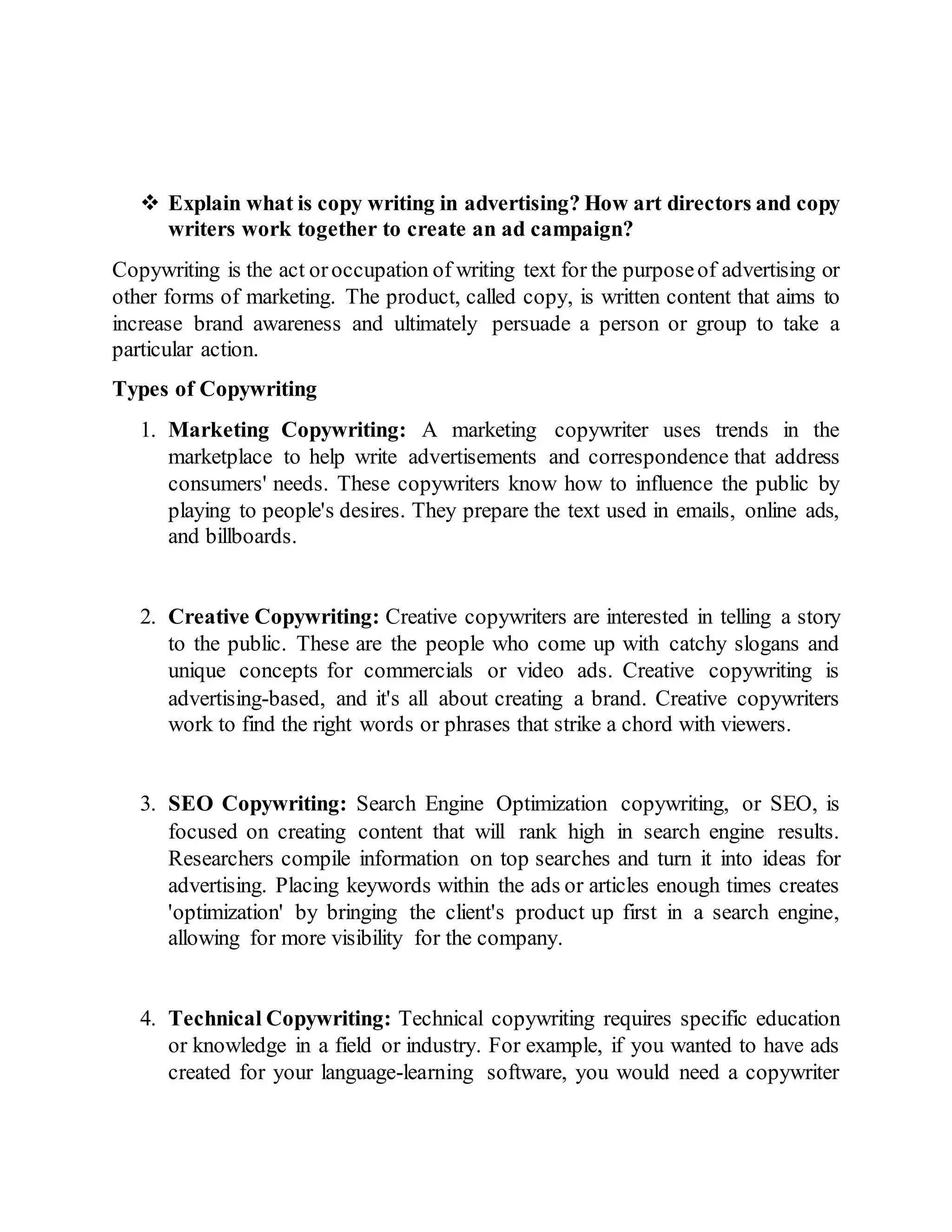 Copywriting for advertising | DOCX