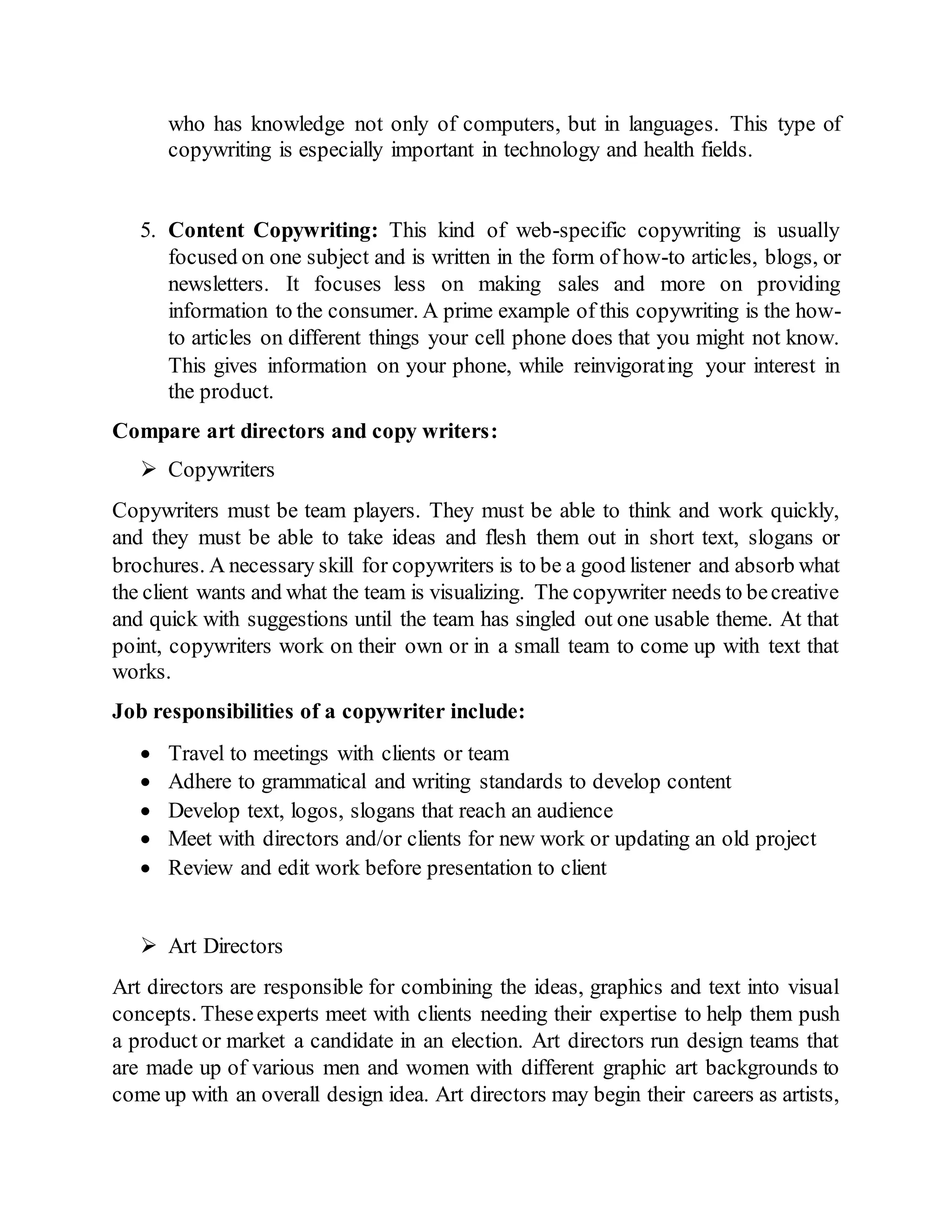 Copywriting for advertising | DOCX