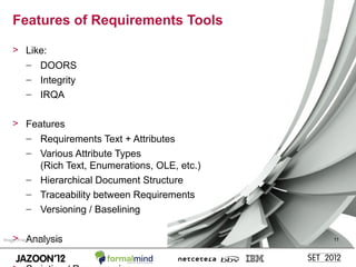 Jazoon12: Tracing Requirements with the Eclipse Requirements Modeling Framework | PDF