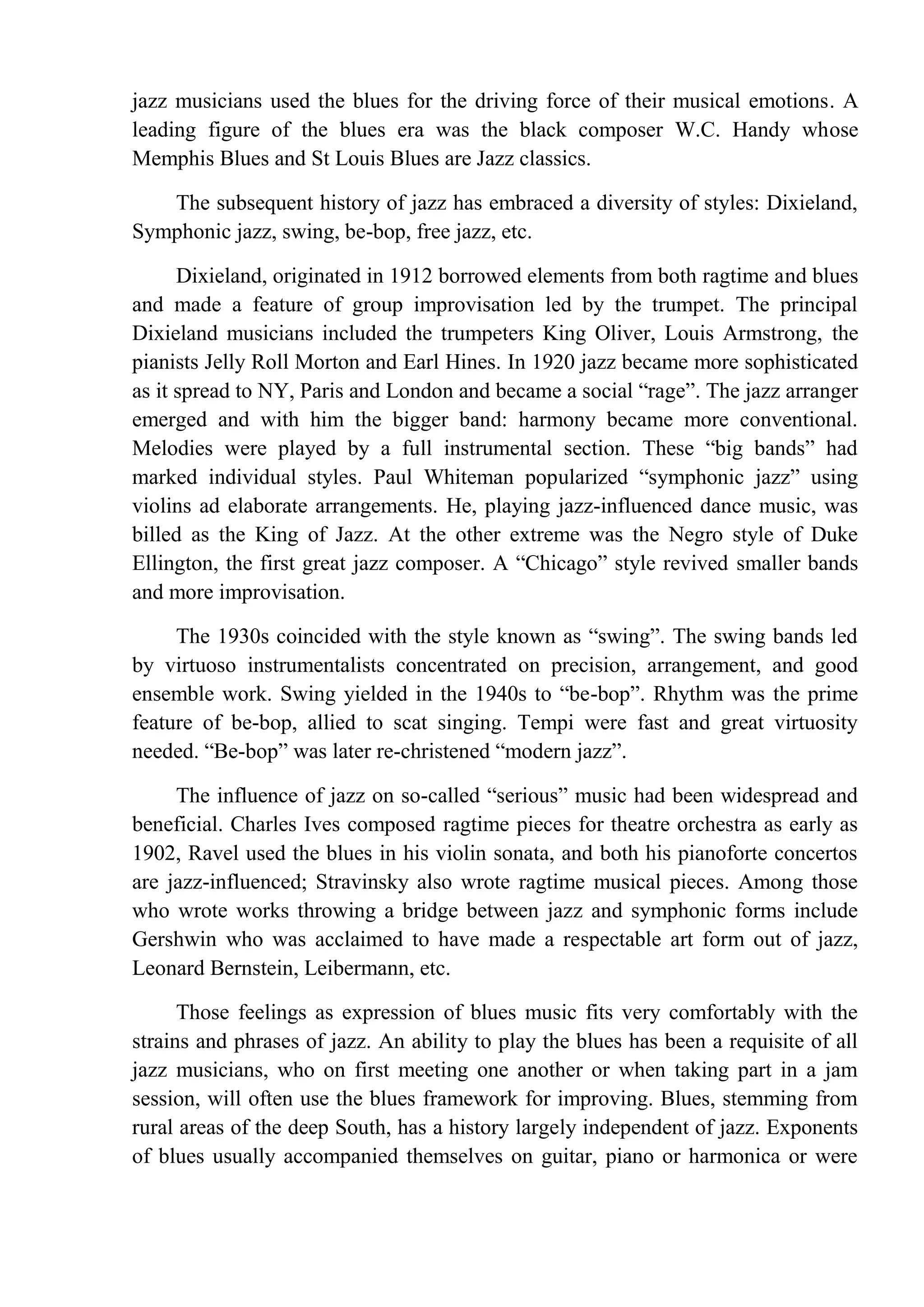 Jazz | DOCX | Blues | Music