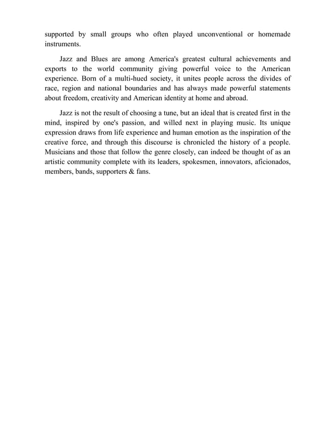 Jazz | DOCX | Blues | Music