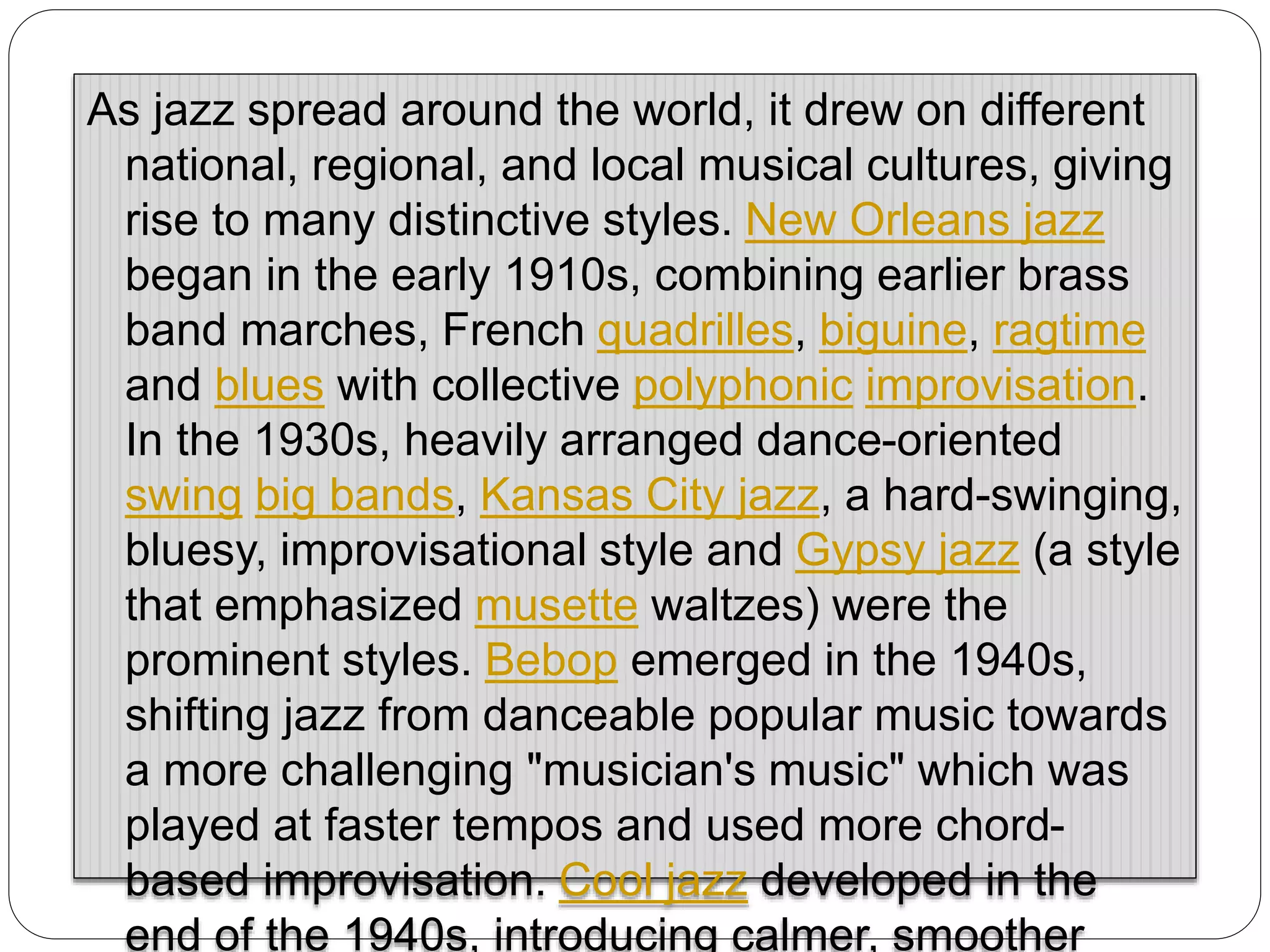 Jazz | PPTX | Jazz | Music