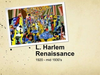 Jazz age and harlem renaissance presentation k l | PPTX