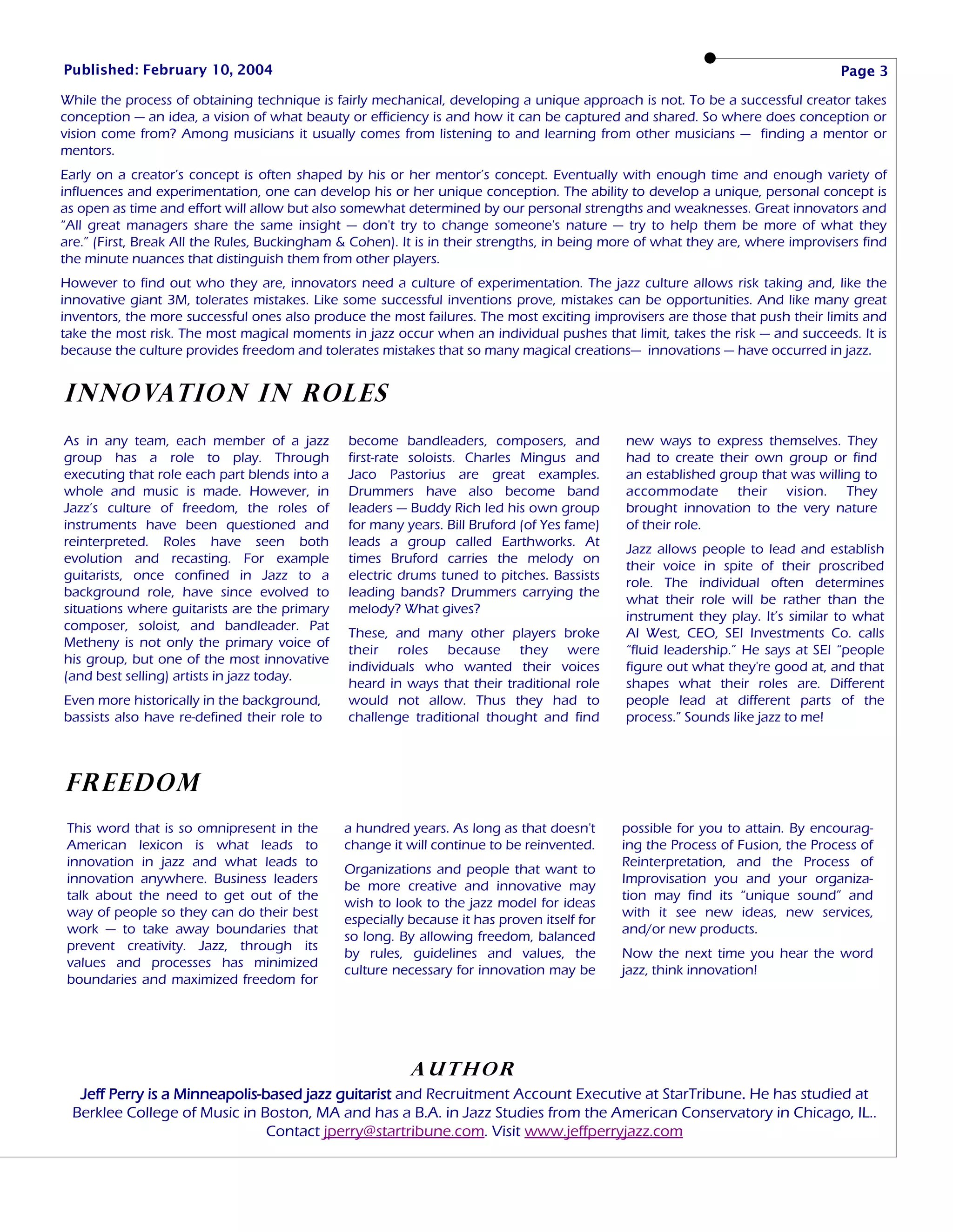 Jazz and Innovation | PDF