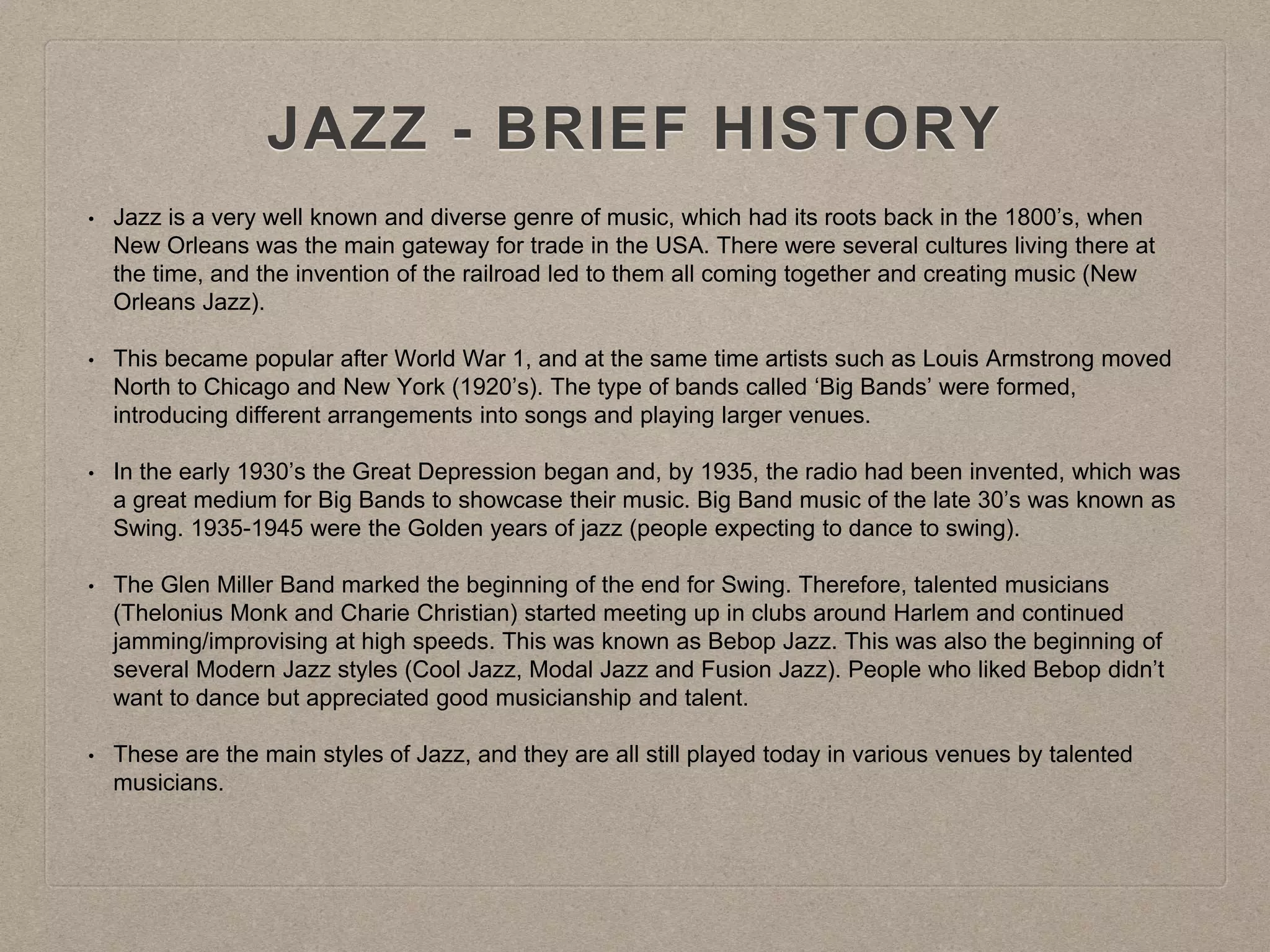 Jazz and Blues Presentation | PPTX
