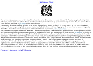 Jazz Dance Essay | PPT