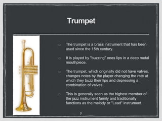 Jazz history 02 - Instruments | PPTX