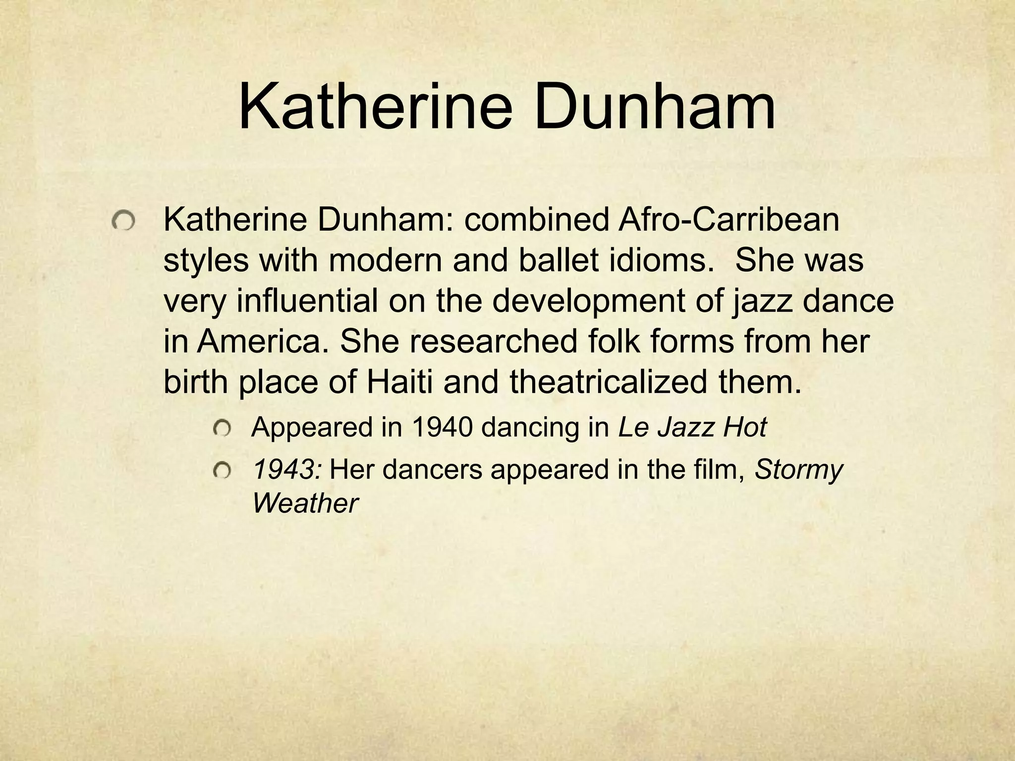 Jazz history and choreographers | PPTX