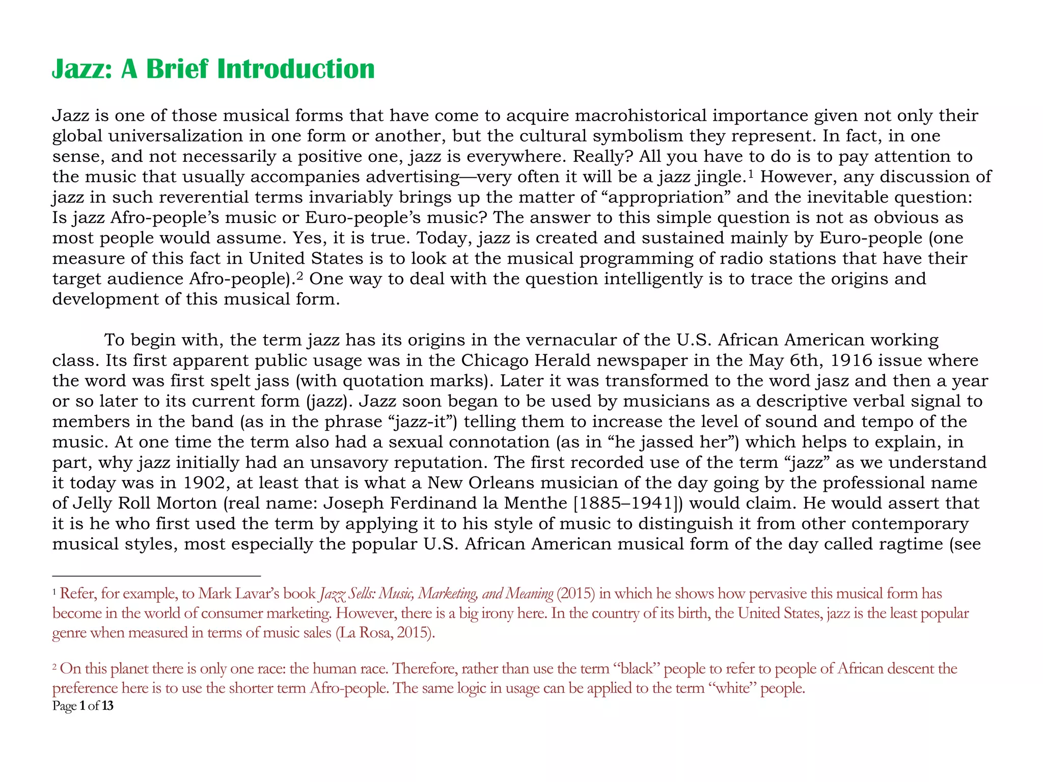 Jazz: A Brief Introduction | PPT