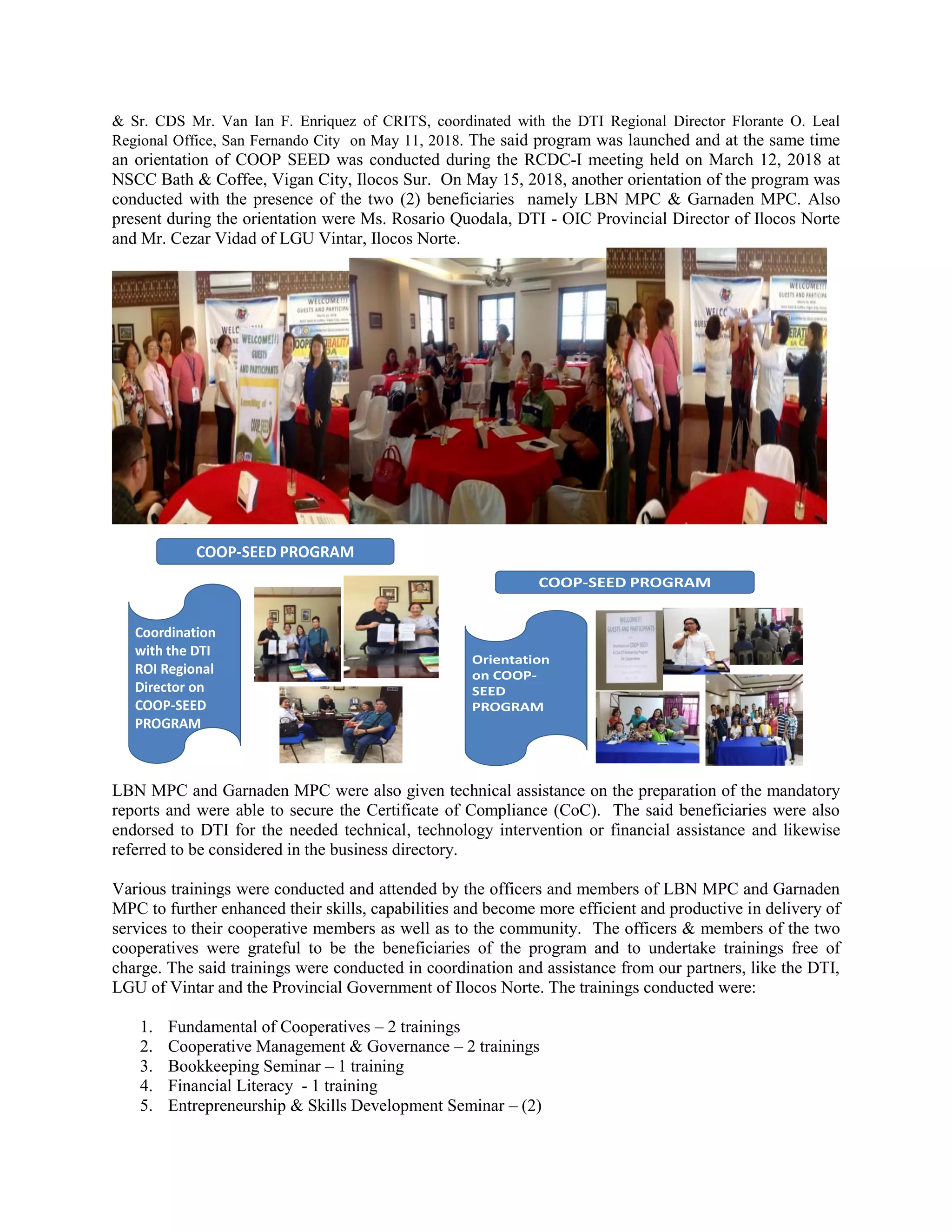 Project Development and Assistance Unit Accomplishment Report CY 2018 | PDF