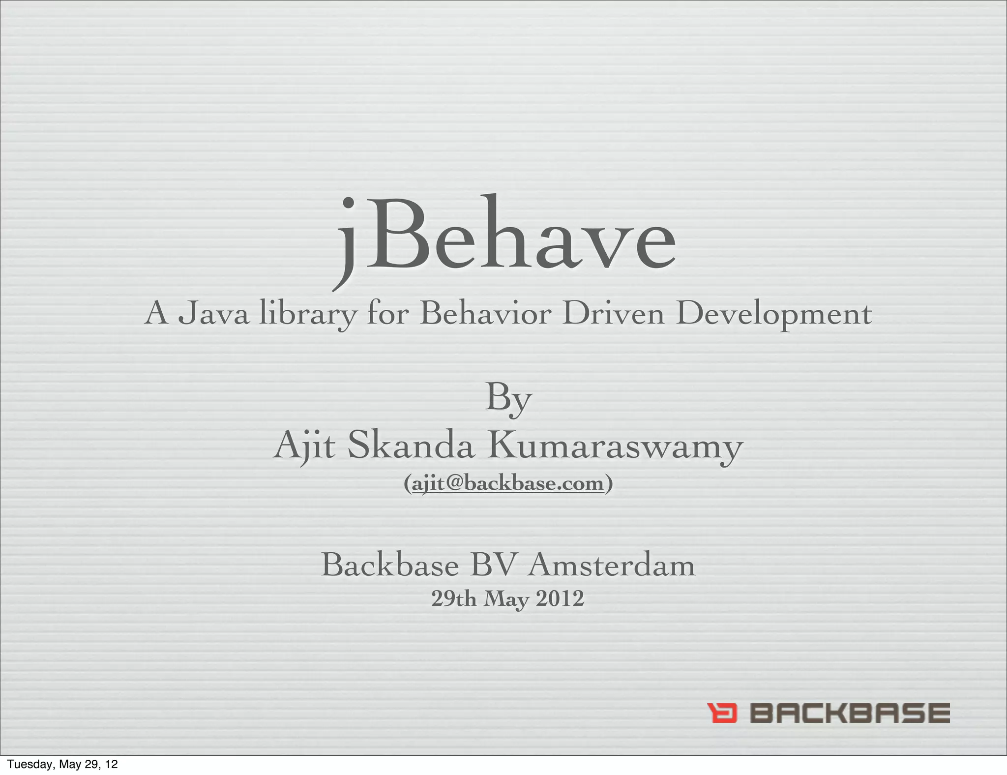 BDD using JBehave | PPT