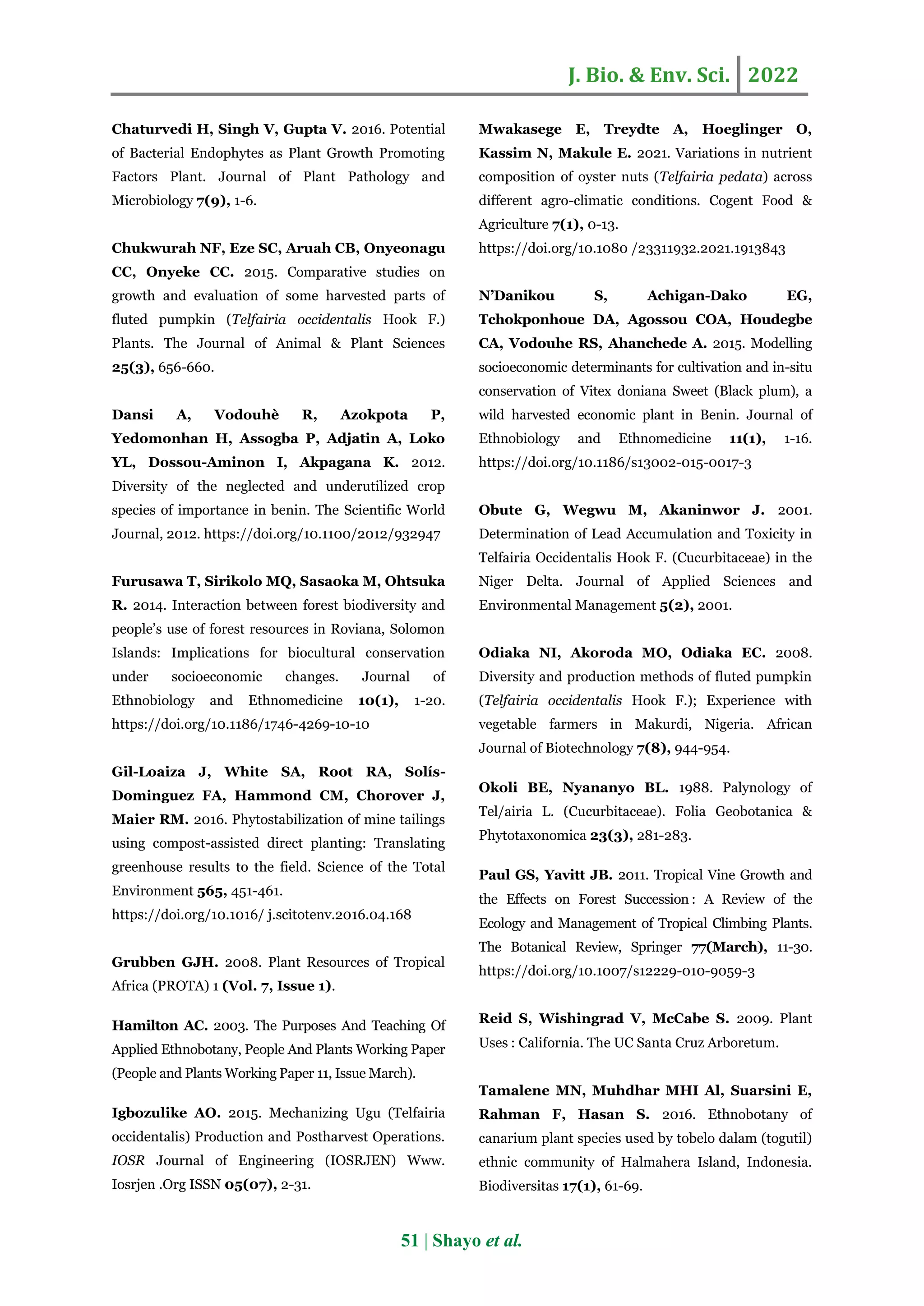 Ethnobotany of Oyster nut (Telfairia pedata) in Northern Tanzania ...