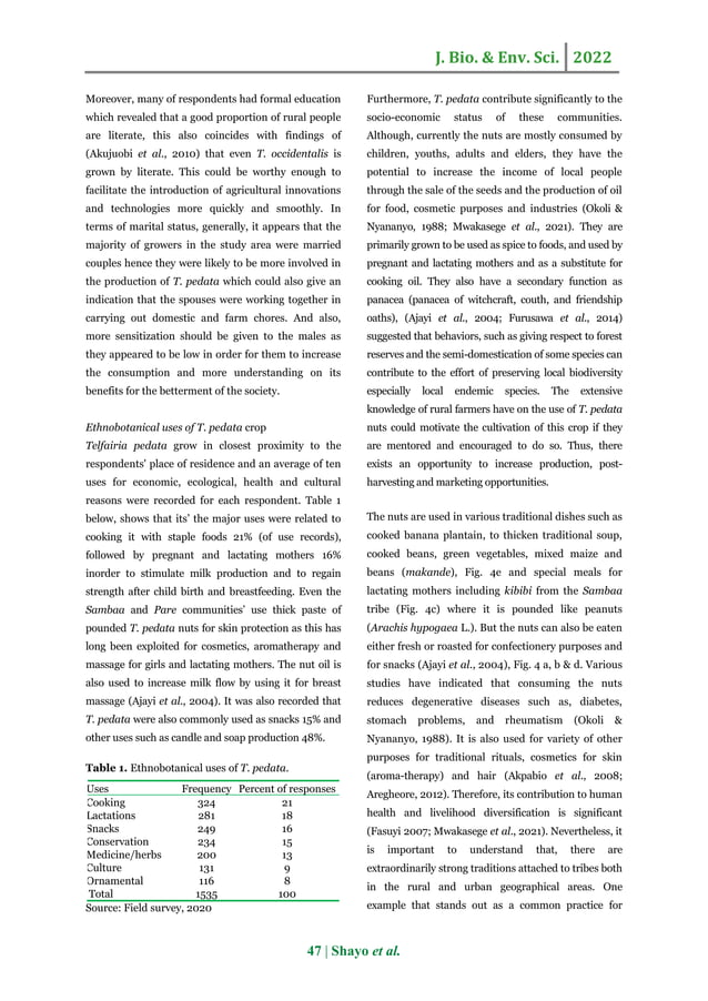 Ethnobotany of Oyster nut (Telfairia pedata) in Northern Tanzania | PDF