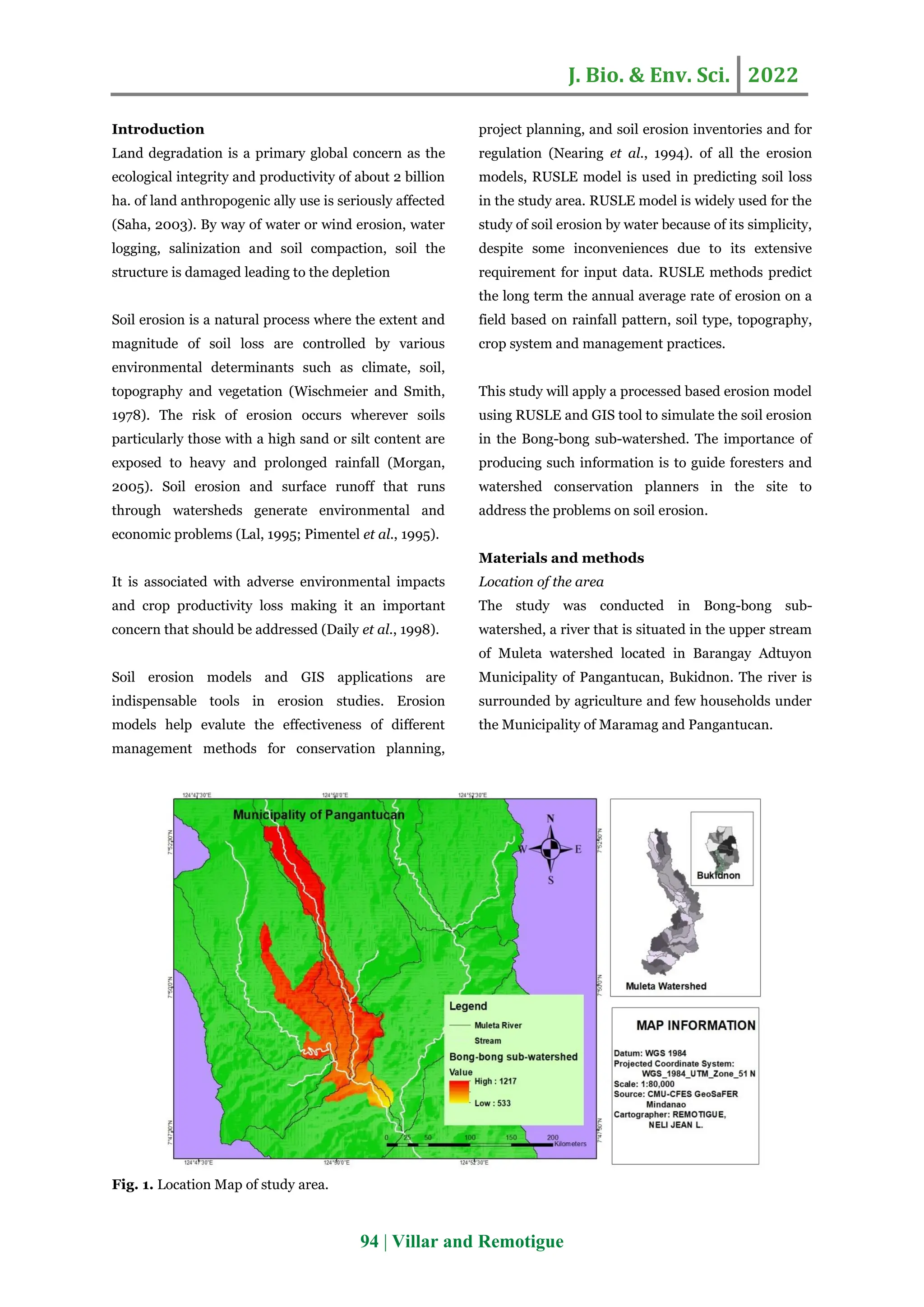 Geospatial analysis of soil erosion rates using RUSLE and GIS model in ...