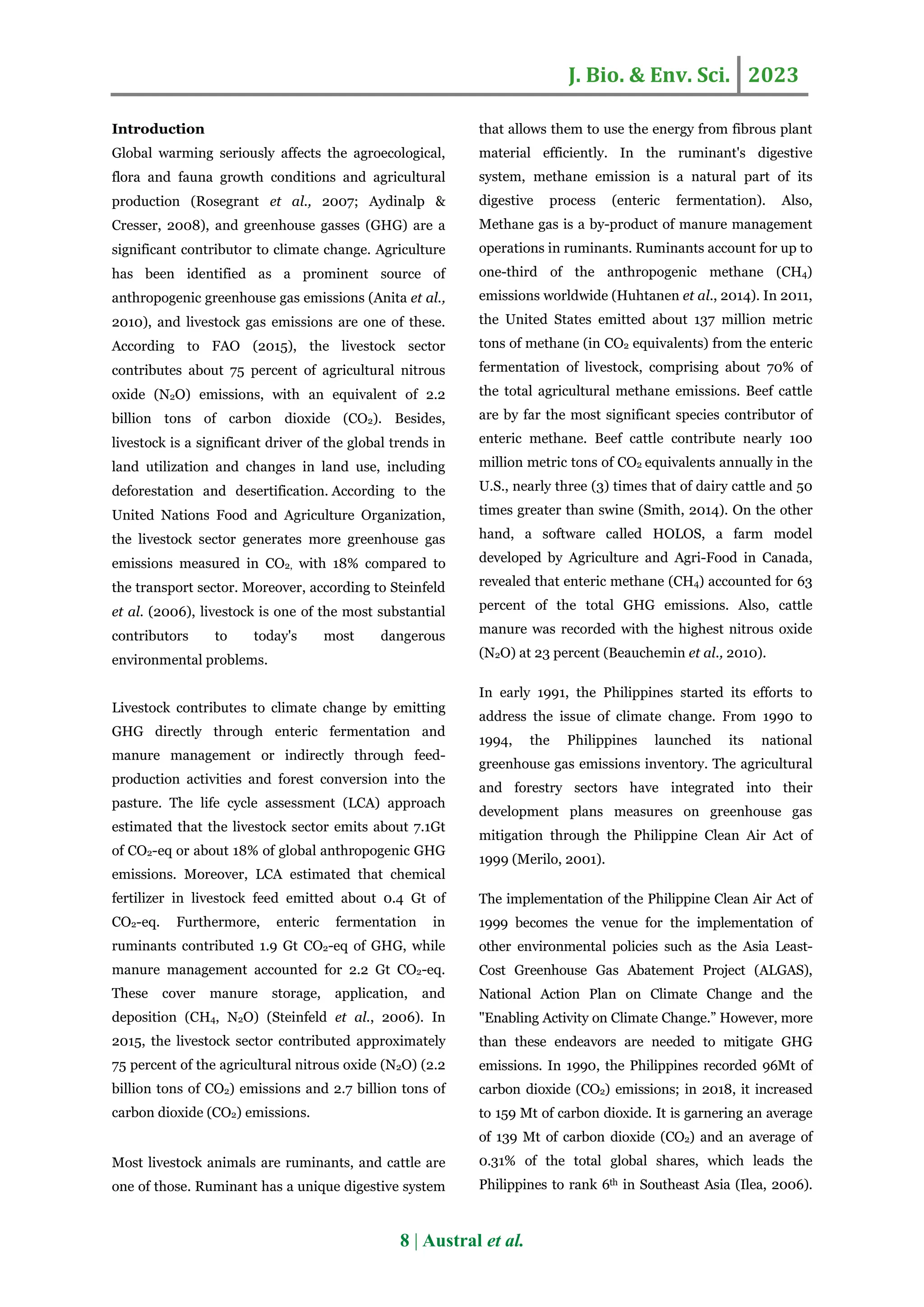Greenhouse gas emissions from livestock manure (cattle) in different ...