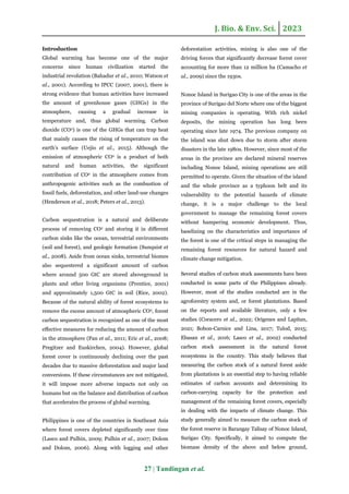 Carbon stock assessment of the undisturbed forest in the heavily mined ...