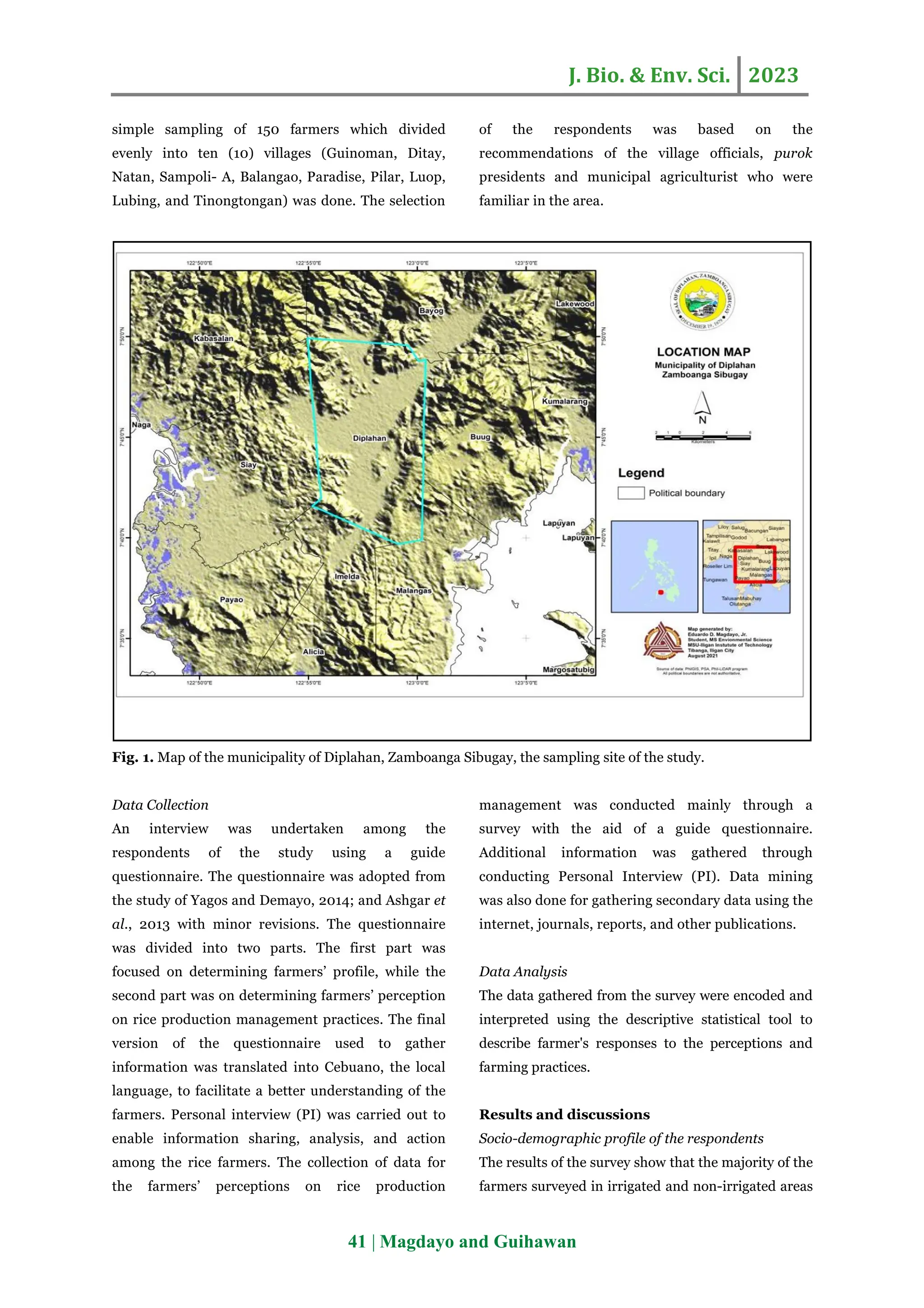Perceptions and practices of rice farmers in the lowland areas of Diplahan, Zamboanga Sibugay ...