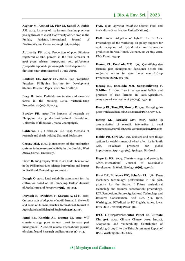 Perceptions and practices of rice farmers in the lowland areas of Diplahan, Zamboanga Sibugay ...