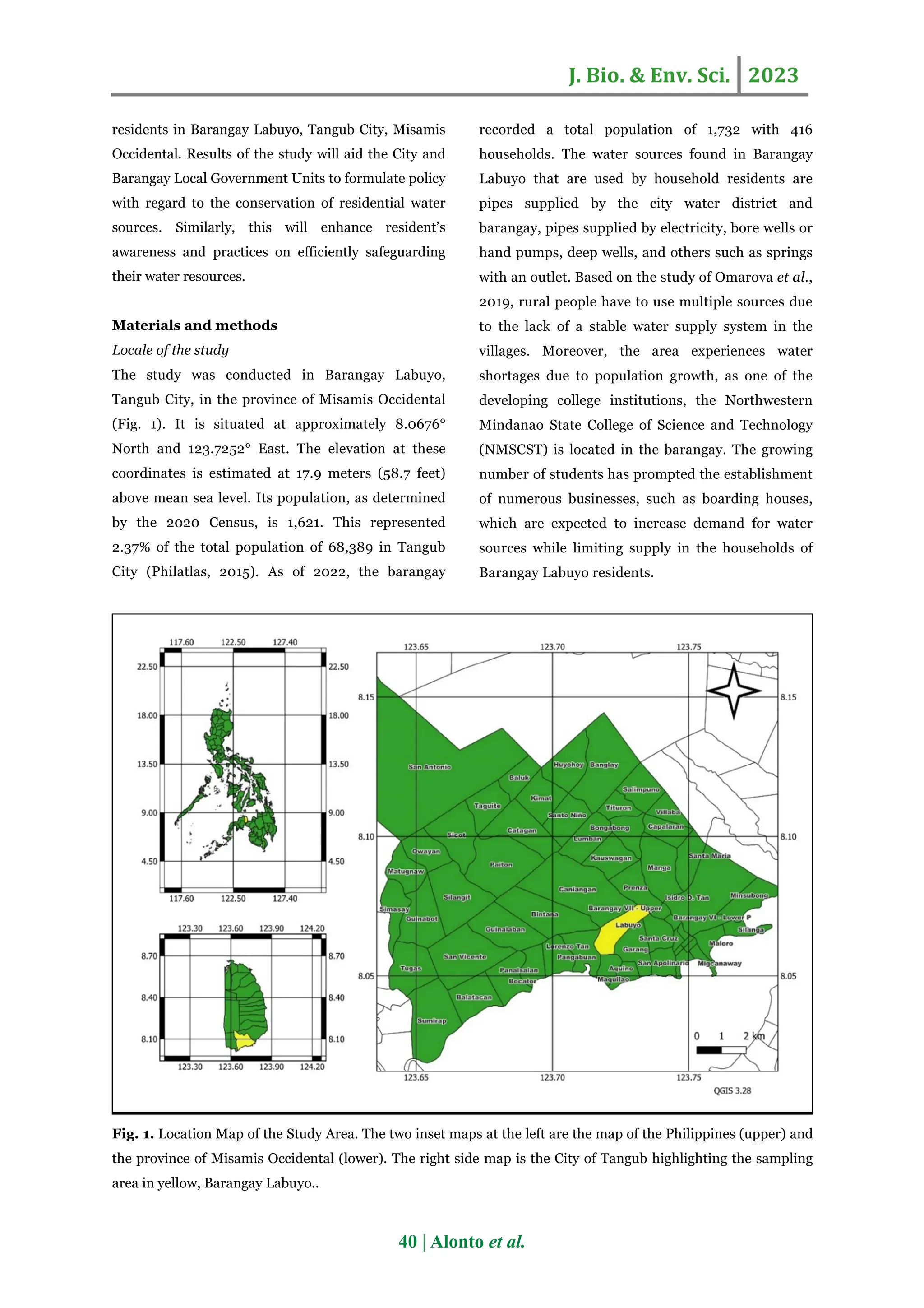 Water sources and management practices among the household residents of ...