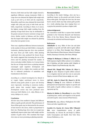 Classification of Clove sizes as planting material to the bulb yield of ...