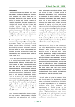 Where are they now: Native trees in the City of Malolos, Province of ...