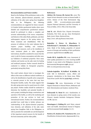 Preliminary study of the trace elements, physico-chemical properties ...