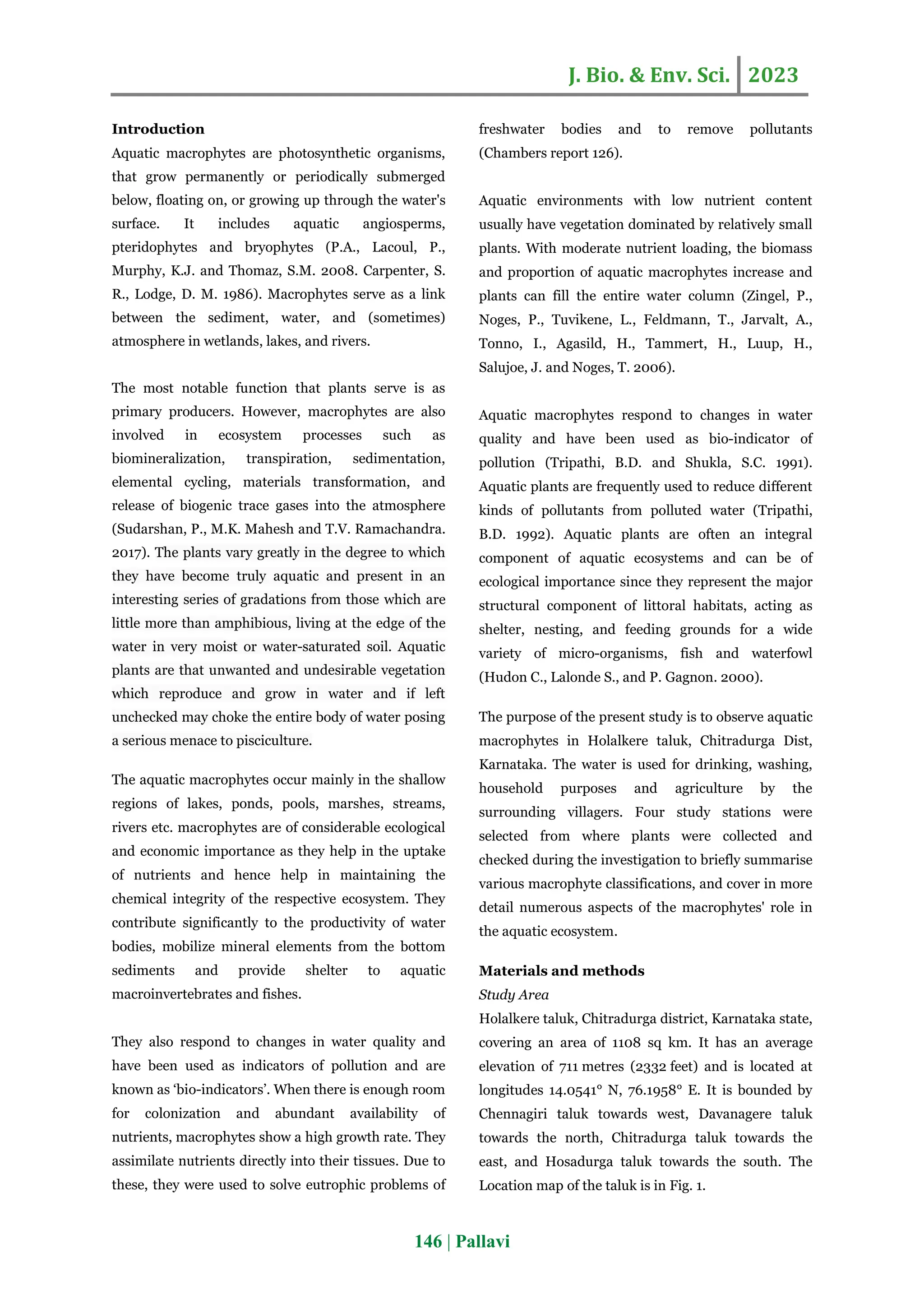 Diversity and identification of aquatic macrophytes of four lakes of ...