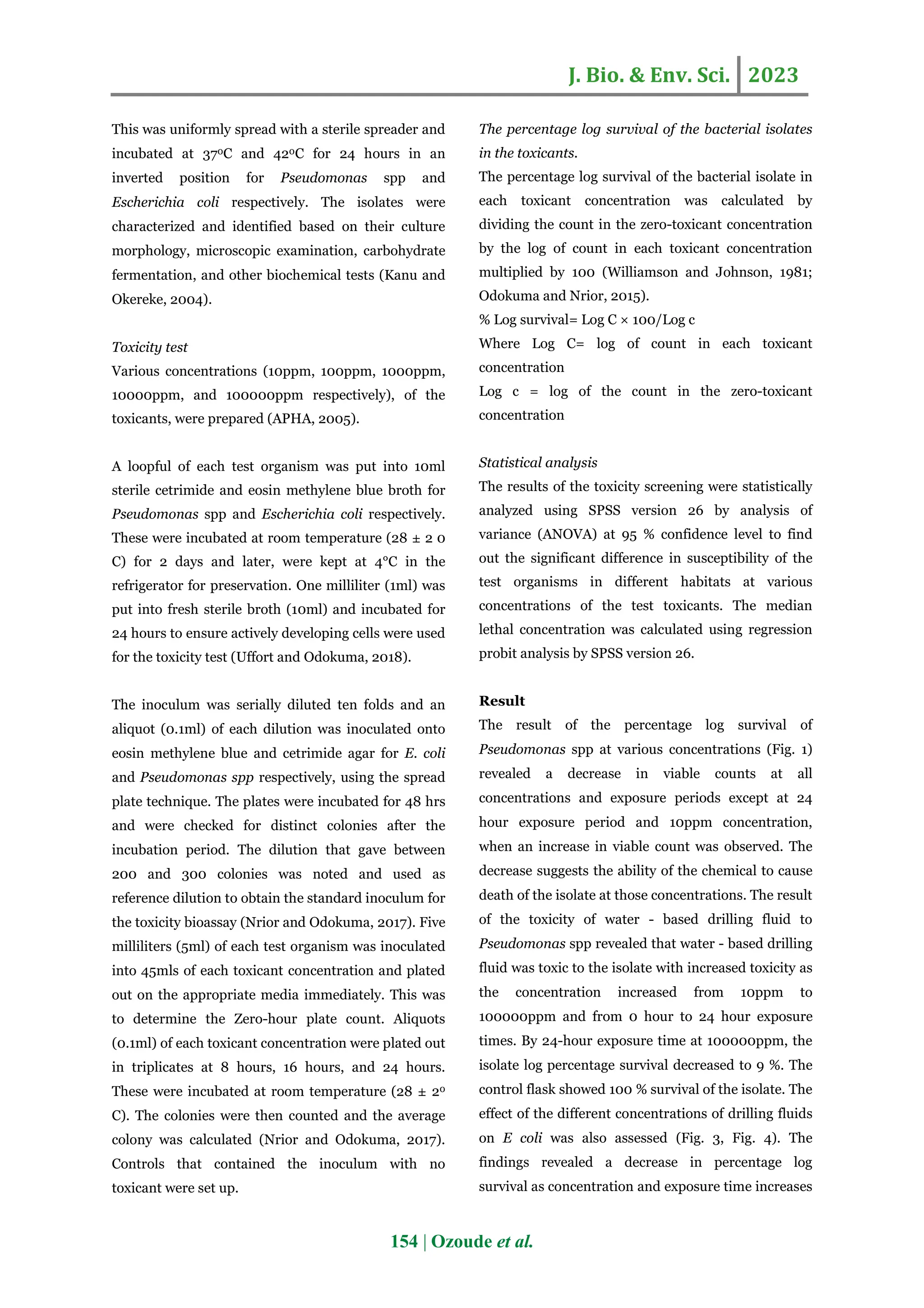Assessment of drilling fluids toxicity on Escherichia coli and ...