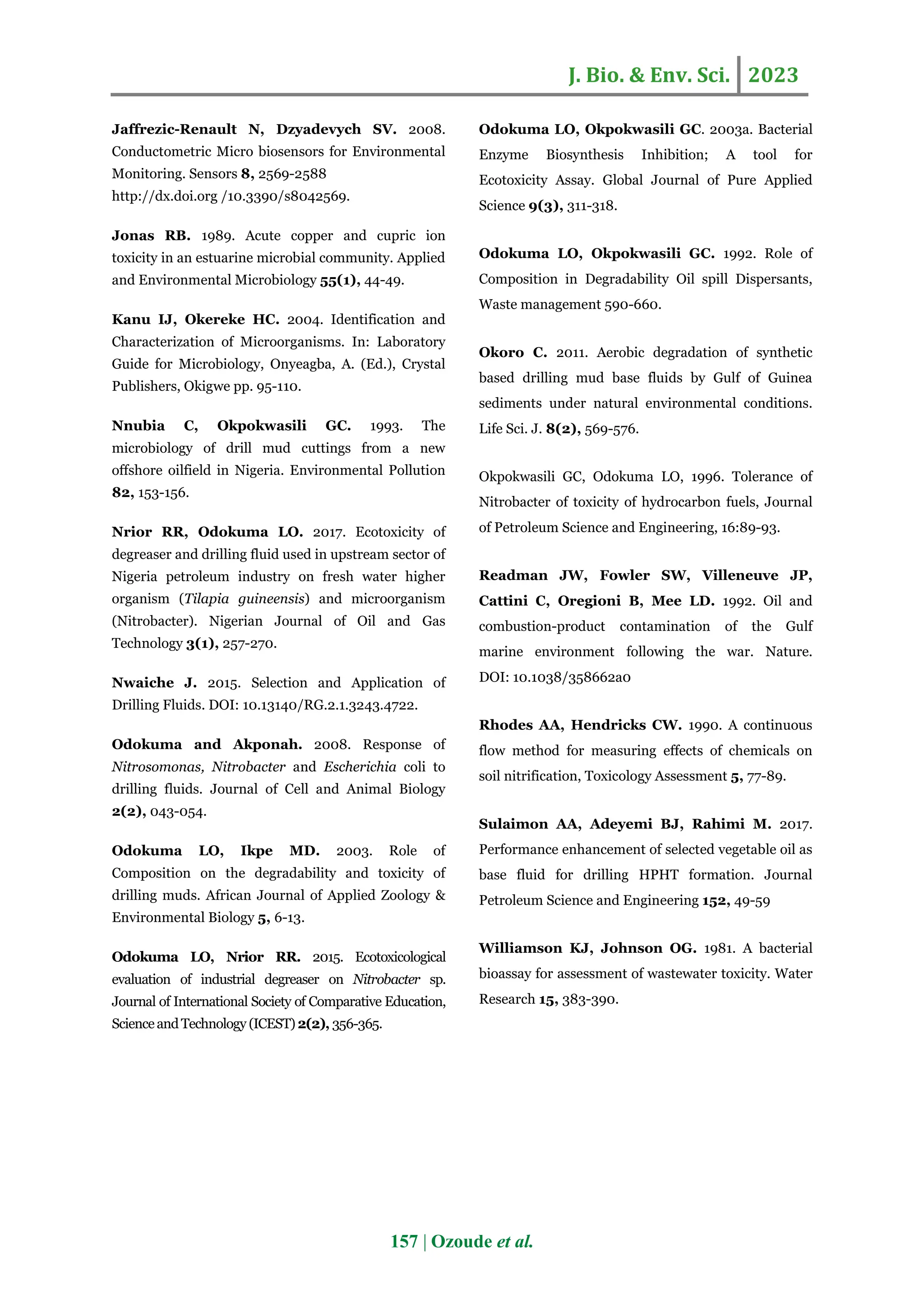 Assessment of drilling fluids toxicity on Escherichia coli and ...