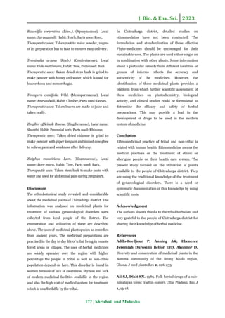 Documentation of traditional herbal remedies for gynecological disorder in Women of Chitradurga ...